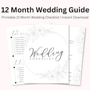 Printable 12 Month Wedding Planning Checklist Monthly Wedding Planning