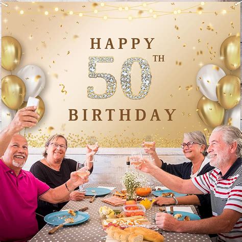 Darunaxy Decoraciones Doradas Para Fiesta De Cumpleaños Número 50