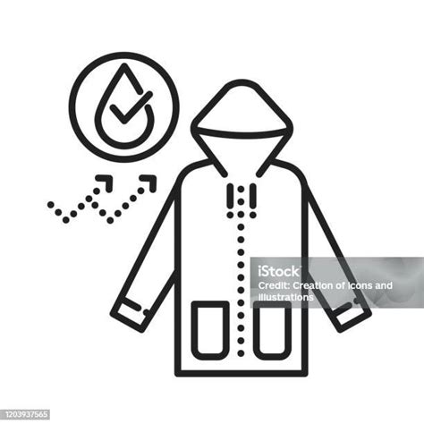 방수 천 블랙 라인 아이콘입니다 발 수 아우터 컨셉 불투과성 직물 직물 기호 웹 페이지 모바일 앱 프로모션에 대한 픽토그램 Ui Ux Gui 디자인 요소입니다 반란에 대한