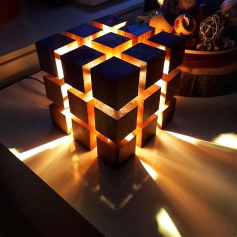 Cube Night Light Wooden Night Ligh Night Light Lighting Etsy