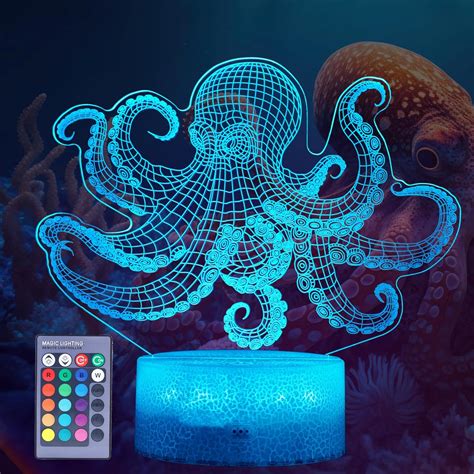 Posshe Octopus Night Light 3d Illusion Night Light Lamp Octopus Stuff