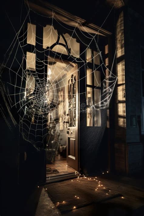 A Spider Web Hanging From The Side Of A Door Generative Ai Image