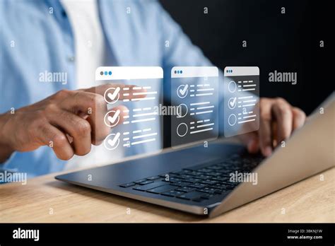 Digital Checklist And Approved Document Interface On Laptop Task Management And Confirmation