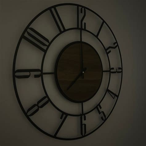 Black Large Wall Clock Modern Wooden Wall Clock Mid Century Silent
