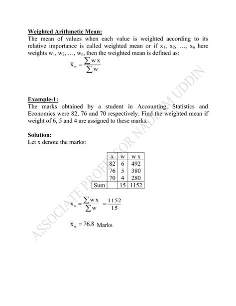 Weighted Arithmetic Mean Pdf