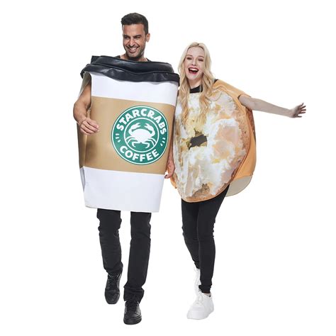 Funny Couple Cream Bagel And Coffee Costume Halloween Costume For Adult