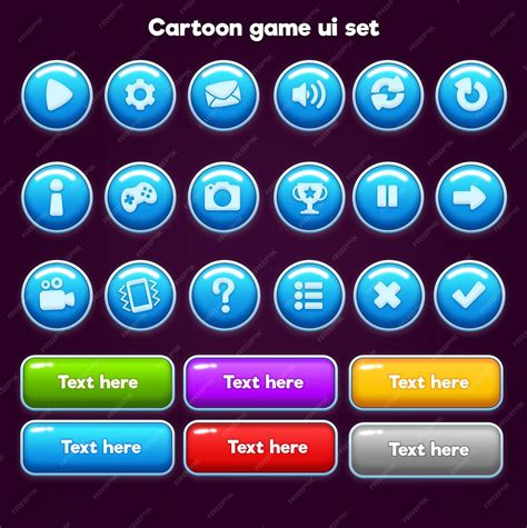 premium psd set of beautiful game ui button cartoon style ui button