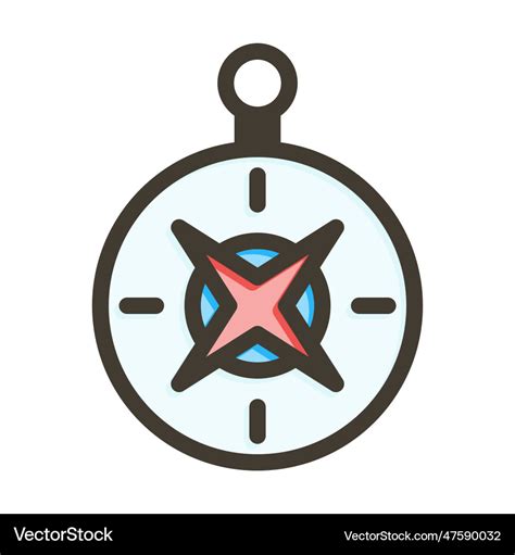 Compass Thick Line Filled Colors For Personal Vector Image
