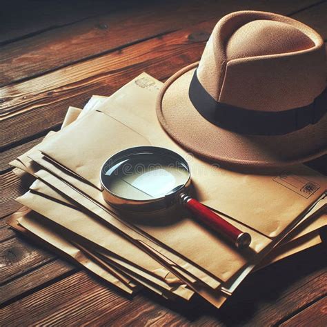 A Vintage Detective S Desk With Letters Magnifying Glass And A Fedora