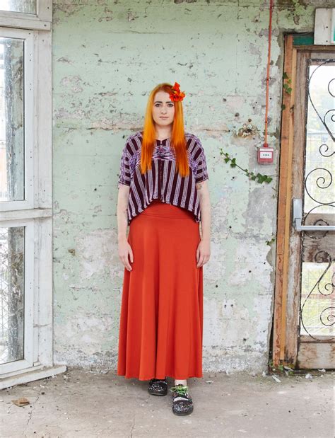 Ambika A Line Maxi Skirt Cotton Lycra Burnt Orange Haruka