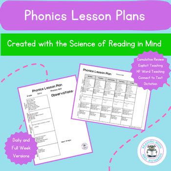 Phonics Lesson Plan Template By Reading With Mrs Richards Tpt