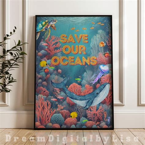 Save The Ocean Poster Etsy