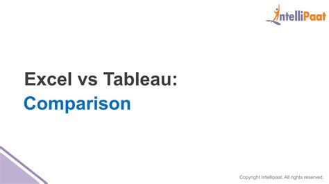 Tableau Vs Excel Difference Between Tableau Vs Excel Excel Vs Tableau Intellipaat Ppt