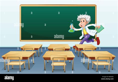 Illustration Of A Scientist In Front Of A Classroom Stock Vector Image
