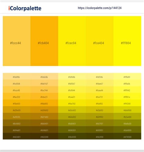 Monochrome Yellow Color Palette Color Palette Ideas