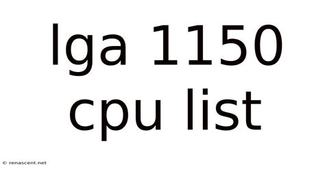 Lga 1150 Cpu List