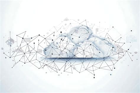Abstract Cloud Computing Background With Connection Lines And Dots 3d Rendering Premium Ai