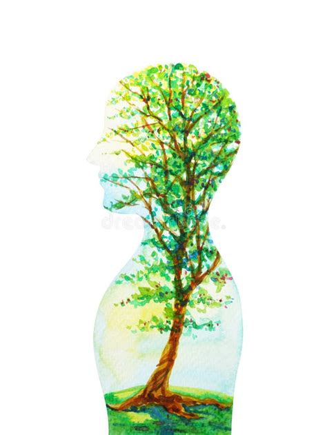 Human Head Nature Power Abstract Thinking World Universe Inside Your Mind Stock Illustration