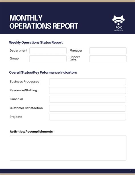 Monthly Operations Report Template Venngage