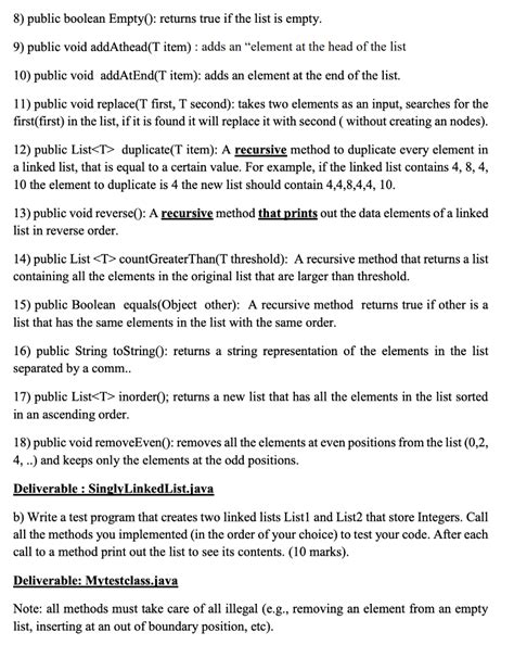 Solved 1 Implement An Interface List That Contains All The Chegg Com