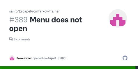 Menu Does Not Open · Issue 389 · Sailroescapefromtarkov Trainer · Github