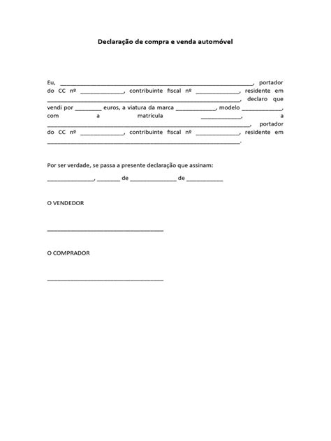 Declaração De Venda Pdf