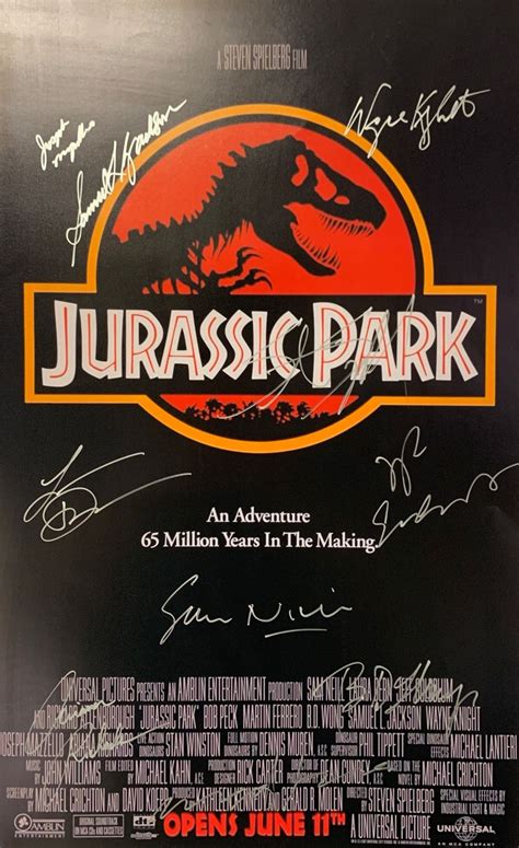 Autograph Signed Jurassic Park Poster