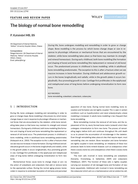 Biology Of Normal Bone Remodeling 2017 Pdf Bone Osteoblast