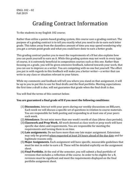 English 102 Grading Contract Pdf