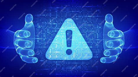 Premium Vector Attention Symbol Made With Binary Code In Hands Danger Sign Virus Alert Binary