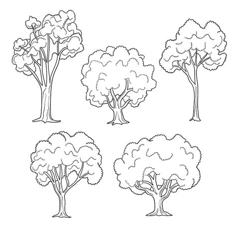 Free Vector Hand Drawn Trees Outline Illustration