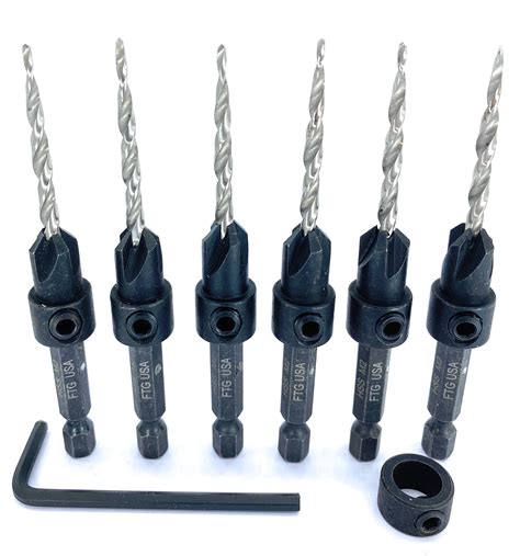 Ftg Usa Countersink Drill Bit Set 6 Pc Tapered 6 9 64 Countersink