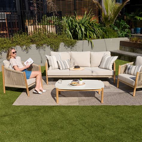 Cuba 4 Piece Outdoor Lounge Set With 3 Seater And Coffee Table Target