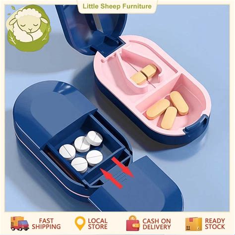 1pc Pill Cutter Box Portable Drug Box Tablet Cutter Splitter Medicine Pill Holder Pill Cutter