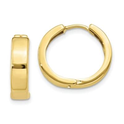 Real 10kt Yellow Gold Princess Square Hinged Hoop Earrings Ebay