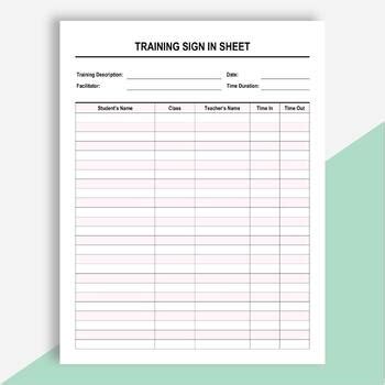 Training Sign In Sheet Template Printable Sign In Formtemplate Pdf