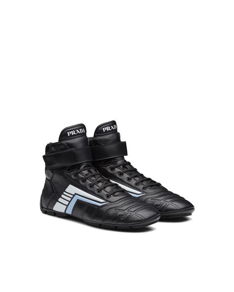 Blacklight Blue Prada Rev Leather High Top Sneakers Prada
