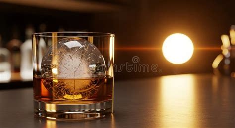 Luxurious Old Fashioned Cocktail With A Massive Perfect Ice Sphere