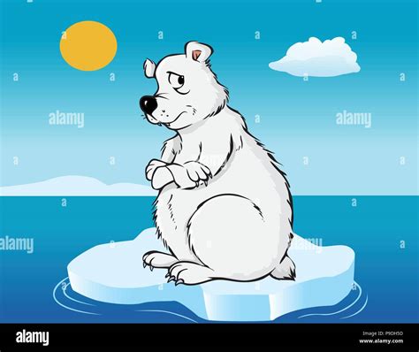 Cartoon Vector Illustration Of A Polar Bear Global Warming Stock Vector
