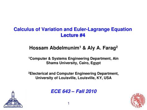 Ppt Calculus Of Variation And Euler Lagrange Equation Lecture 4