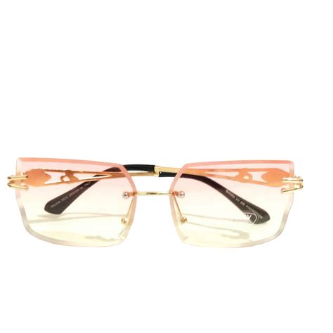 Pink Yellow Chic Rimless Sunglasses Glasses India Online