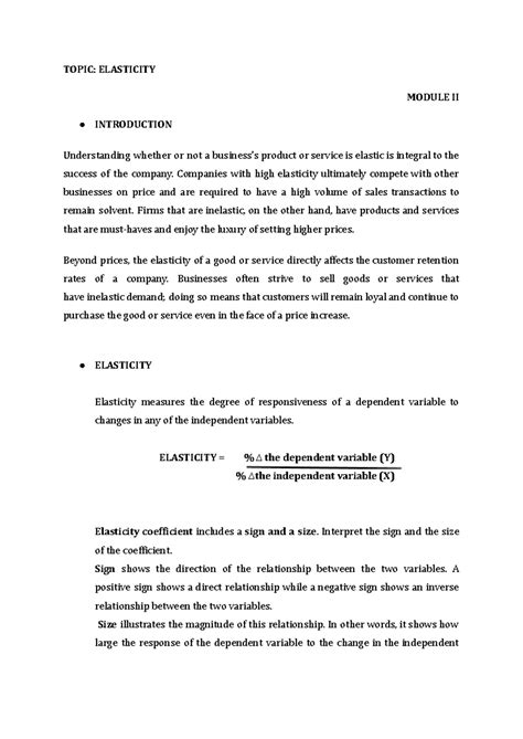 What Is Elasticity TOPIC ELASTICITY MODULE II INTRODUCTION Understanding Whether Or Not A