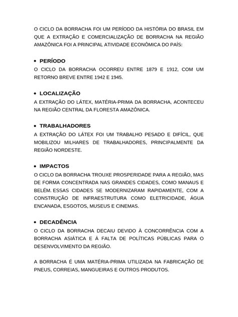 O Ciclo Da Borracha Na Amazônia Pdf