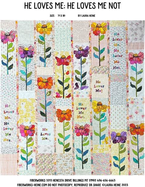 He Loves Me He Loves Me Not Collage Quilt Pattern By Laura Heine