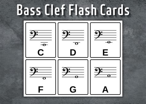 Bass Clef Flash Cards Printable Music Note Flash Cards Bass Clef Cards Musical Note Flashcard