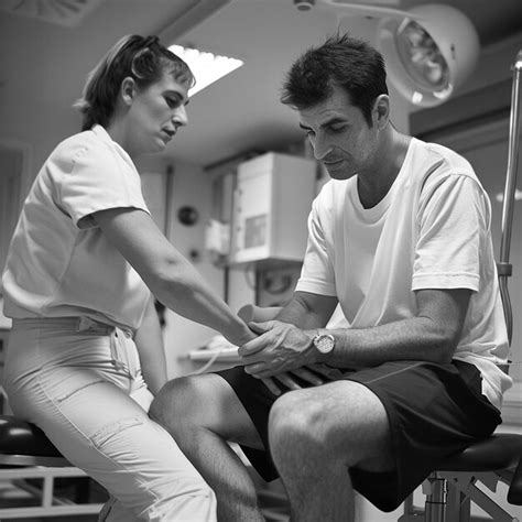 Male Patient Performing Physiotherapy Exercises With A Female Medic