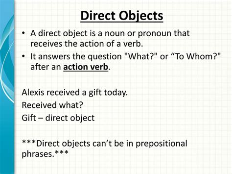 Ppt Direct Objects Indirect Objects Predicate Adjectives And