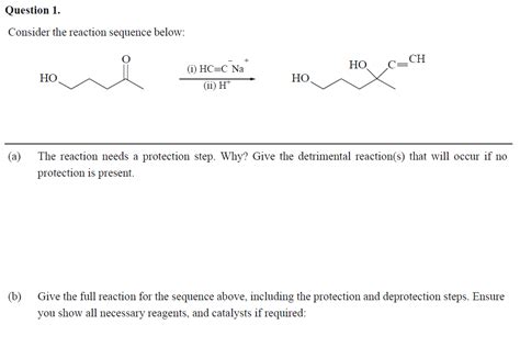 Solved Question 1 Consider The Reaction Sequence Below