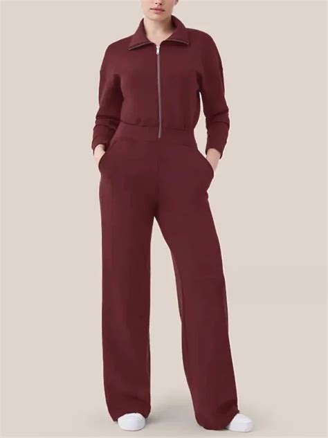 Fall Clothes Long Sleeve Wide Leg Jumpsuit Women High Waist One Piece
