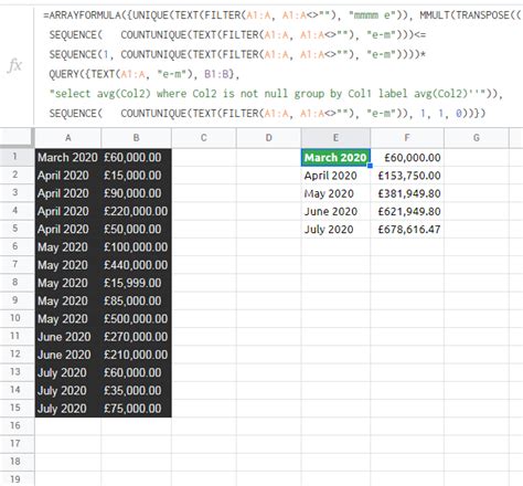 Calculate Cumulate Average Values Using A Google Sheet Excel Calculated Field Stack Overflow